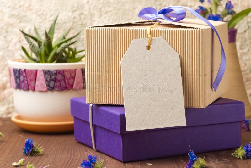 Blank Tag for Text on the Surprise Package. Packaging or Gift Box ...