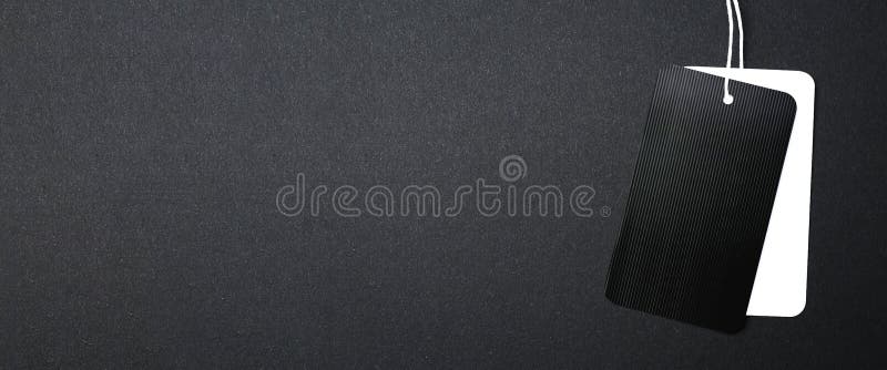 Blank Tags on Black Fabric, Top View with Space for Text. Banner Design ...