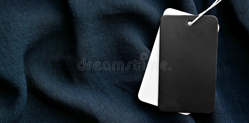 Blank Tags on Black Fabric, Top View with Space for Text. Banner Design ...