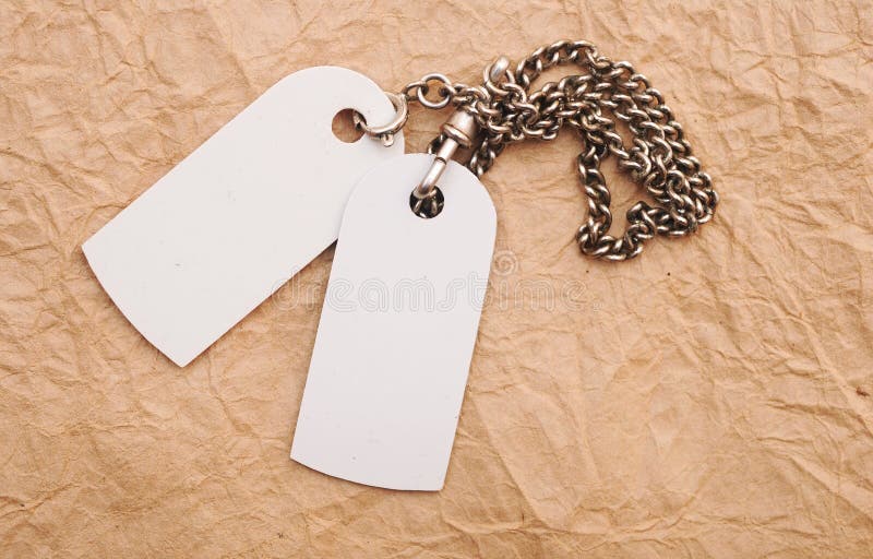 Blank Tags with Silver Chain Stock Photo - Image of detailed, rectangle ...