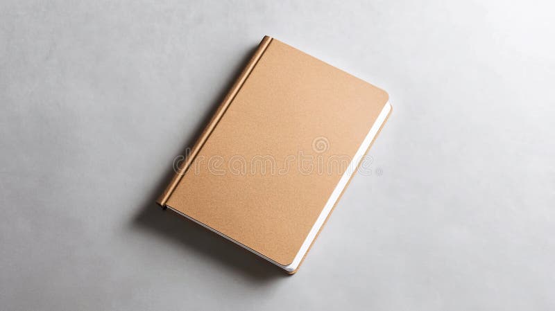 Blank Tan Notebook on Gray Surface Mockup Stock Image - Image of closed ...