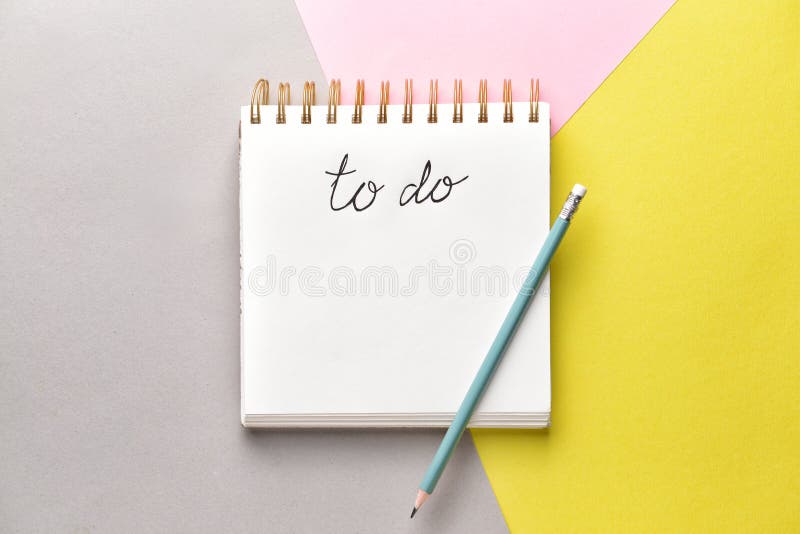 Empty To Do List and Pencil on Color Background Stock Photo - Image of ...