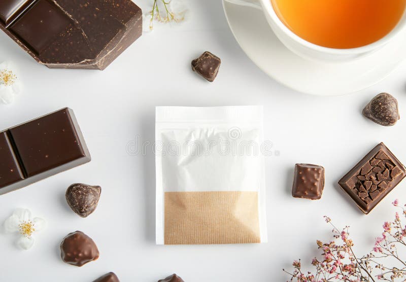 Blank Tea Bag Packaging Mockup with Chocolate and High Quality Image ...