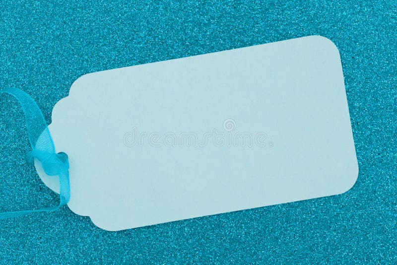 Blank Teal Gift Tag on Glitter Paper Stock Photo - Image of blank, xmas ...