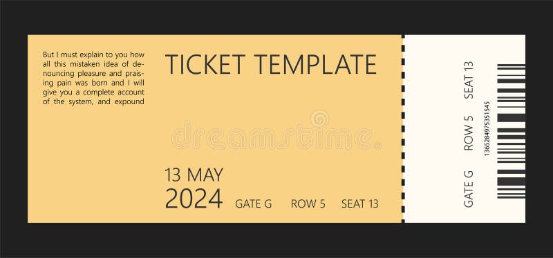 Blank Tear-off Ticket Template Stock Vector - Illustration of editable ...