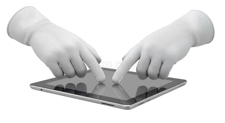 Blank Tech Gloves with Touchpad Fingertips Worn, Scrolling on Tablet ...