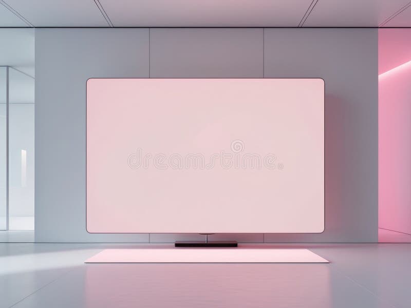 Blank Television Screen Displaying Pink Light in Modern Office Interior ...