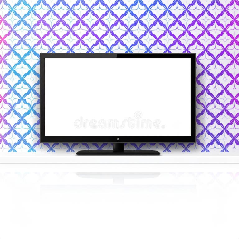 Blank Television Screen on Purple and White Wall Stock Illustration - Illustration of ...