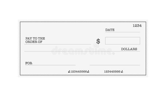 Blank Template of the Bank Check. Checkbook Cheque Page with Empty ...