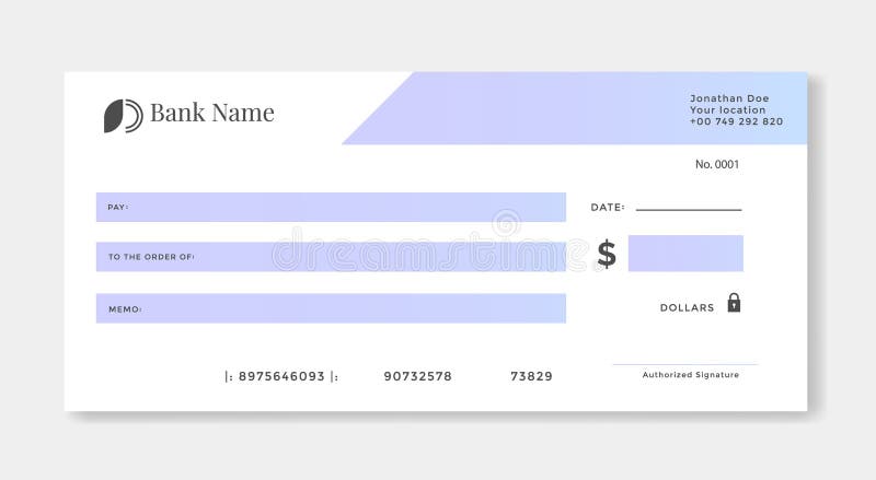 Blank Template of the Bank Check Isolated. Stock Vector - Illustration ...