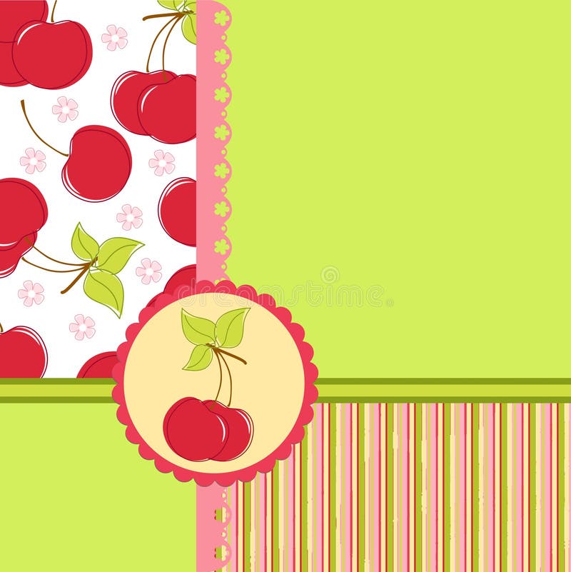 Blank Template for Cherry Greetings Card Stock Vector - Illustration of ...