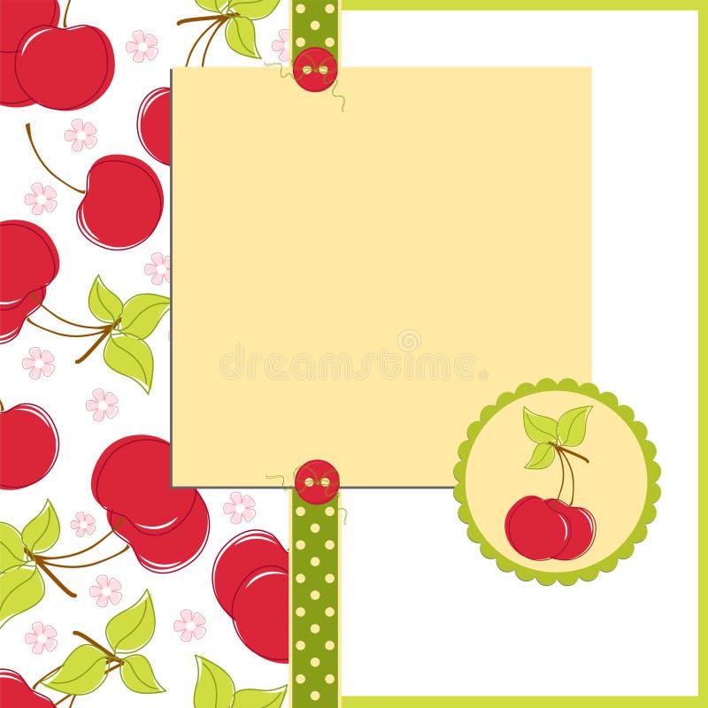 Blank Template for Cherry Greetings Card Stock Vector - Illustration of ...