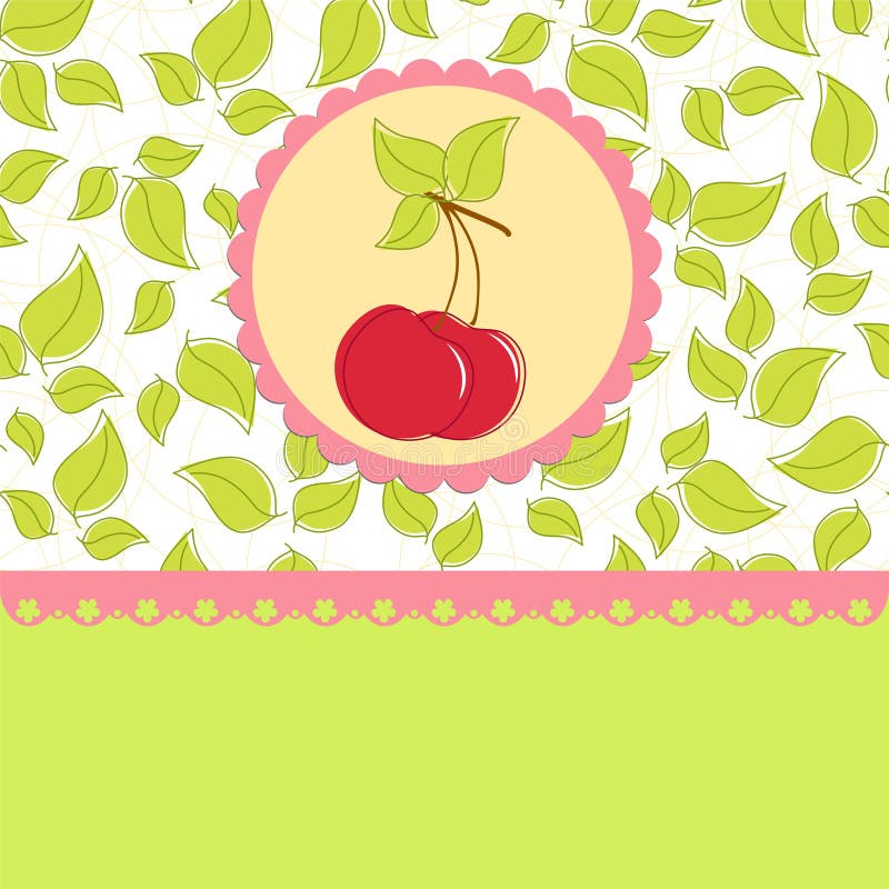 Blank Template for Cherry Greetings Card Stock Vector - Illustration of ...