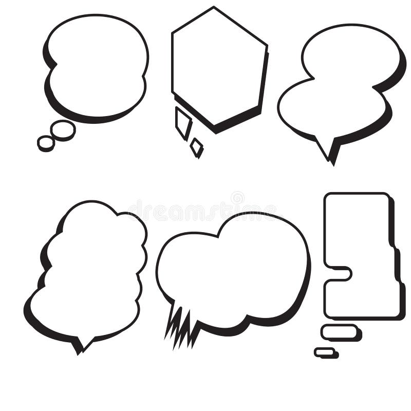 Comic Text Speech Bubble Set Vector.Dialog Empty Box Space Stock Vector ...