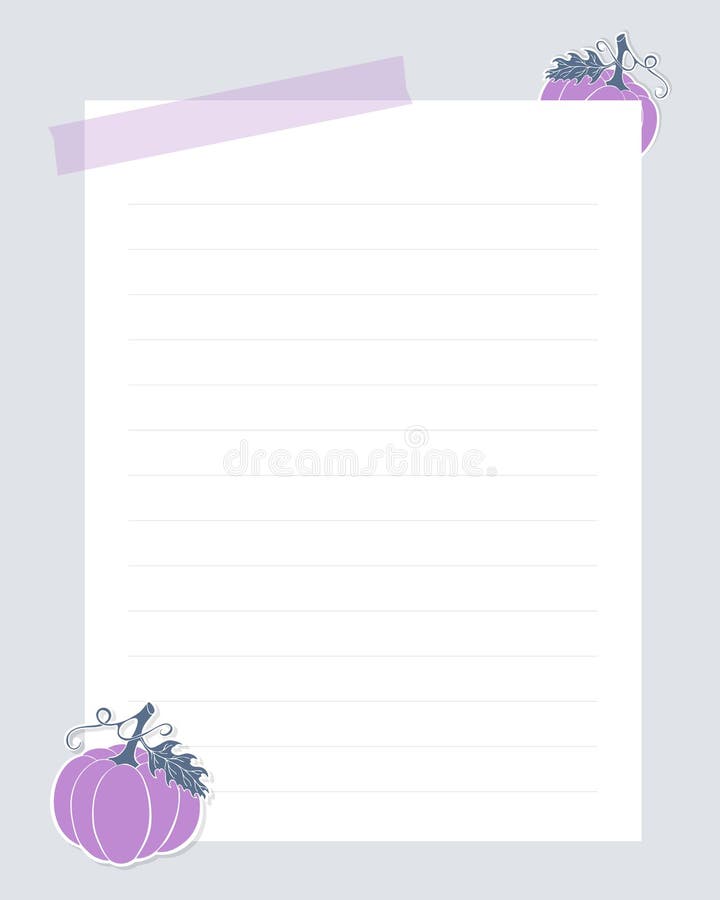 Blank Template for Notes, Reminders, To-do List, with Violet Pumpkins ...