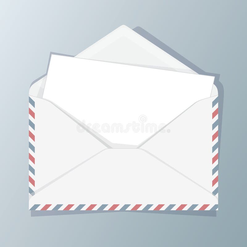 Blank Template of Open White Envelope with Empty Sheet. Symbol O Stock ...