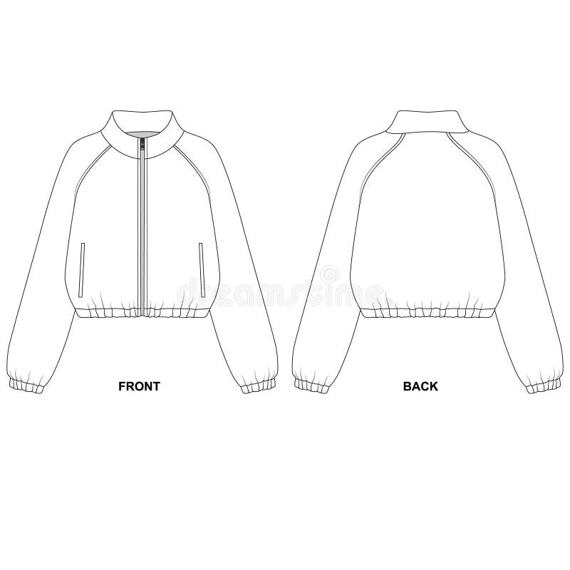 Blank Template for Windbreaker Jackets with Zippers and Pockets, Vector ...
