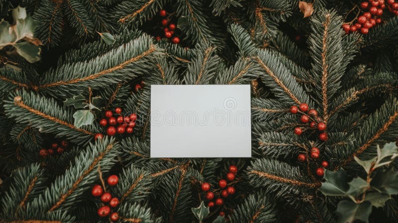 A Blank, Textured White Card with an Envelope Rests on a Vibrant Green ...