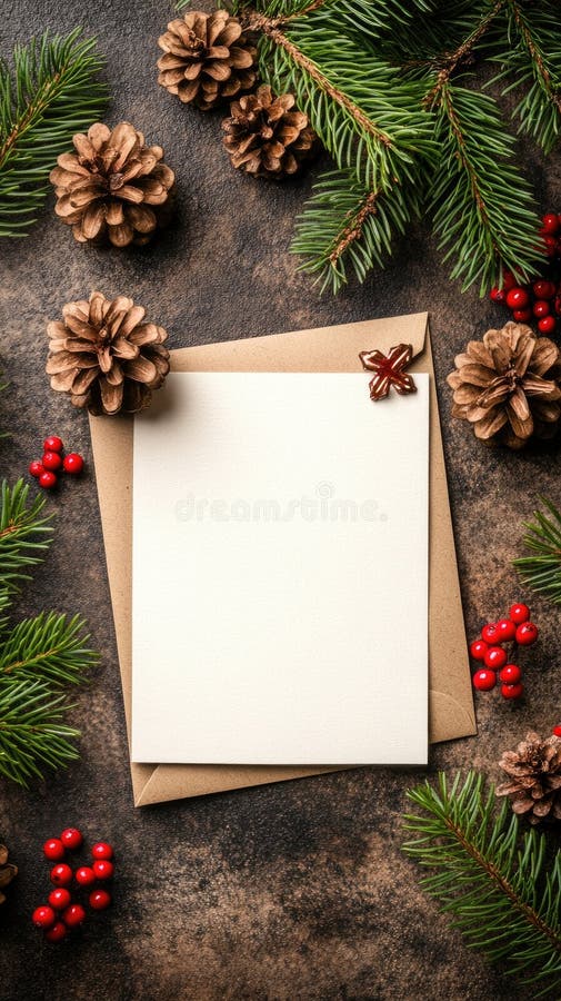 A Blank, Textured White Card with an Envelope Rests on a Vibrant Green ...