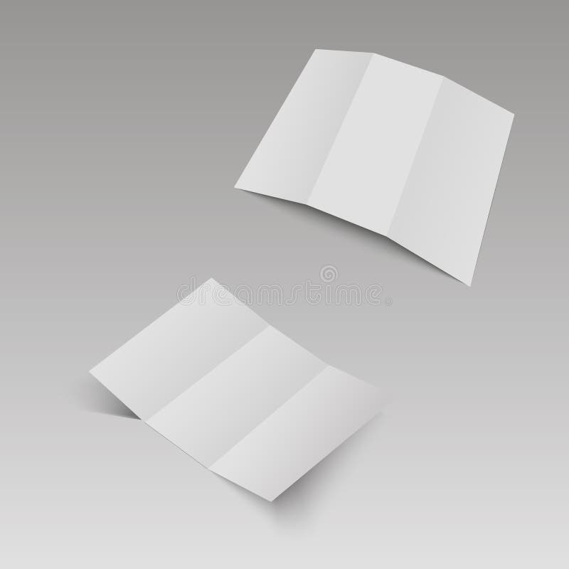 Blank Three Folded Fold Paper Leaflet, Flyer, Broadsheet. Vector ...