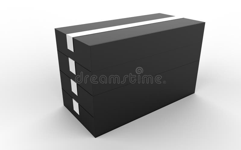 Blank Three Horizontal Rectangle Boxes Standing Stock Illustration ...