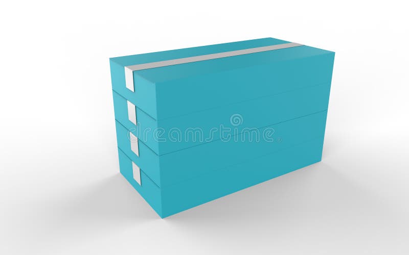 Blank Three Horizontal Rectangle Boxes Standing Stock Illustration ...
