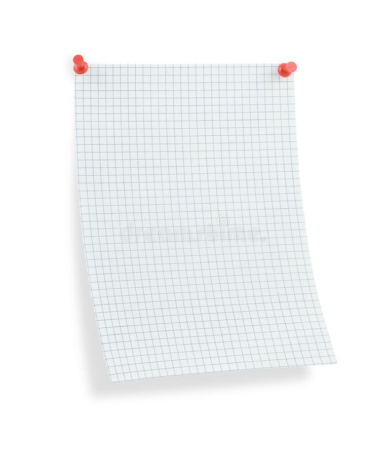Blank Thumbtacked Squared Paper Page with Shadow Stock Photo - Image of ...
