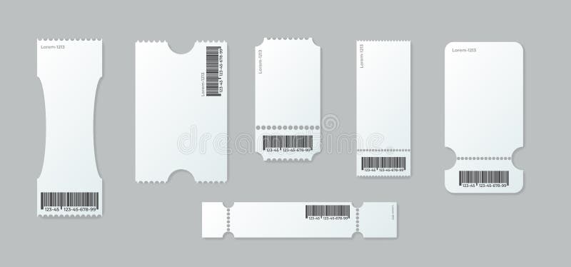 Blank Ticket with Tear-off Element and Bar Code Isolated. Mockup ...