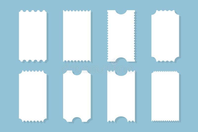 Blank Ticket Templates Arranged on a Light Blue Background for Design ...