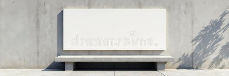 Blank Tile Billboard, Minimalist Concrete Bench , Setting, Element ...