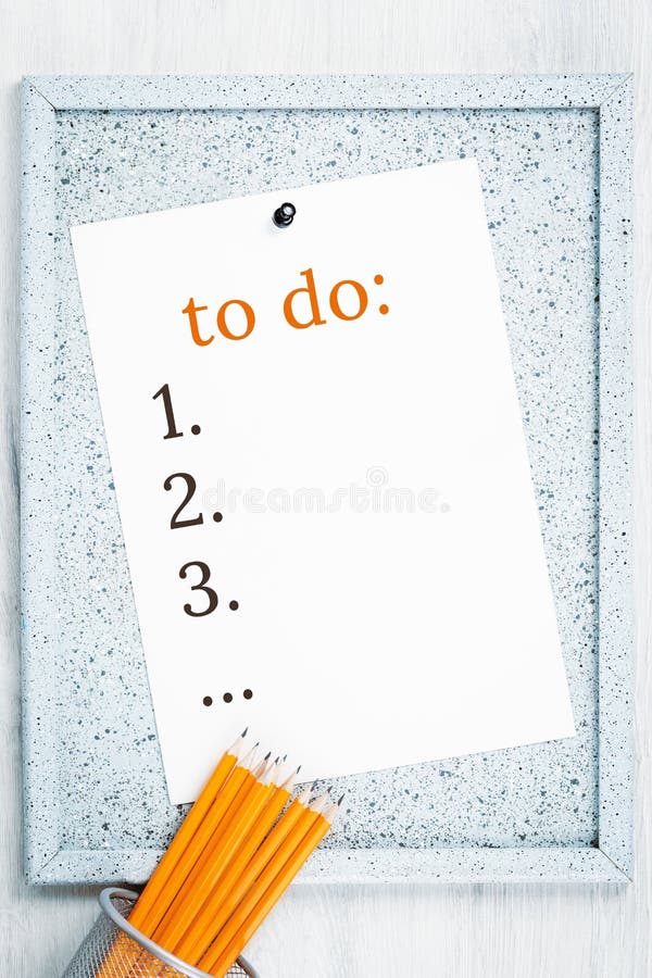Blank To Do List on Notice Board Stock Photo - Image of list, pencil ...