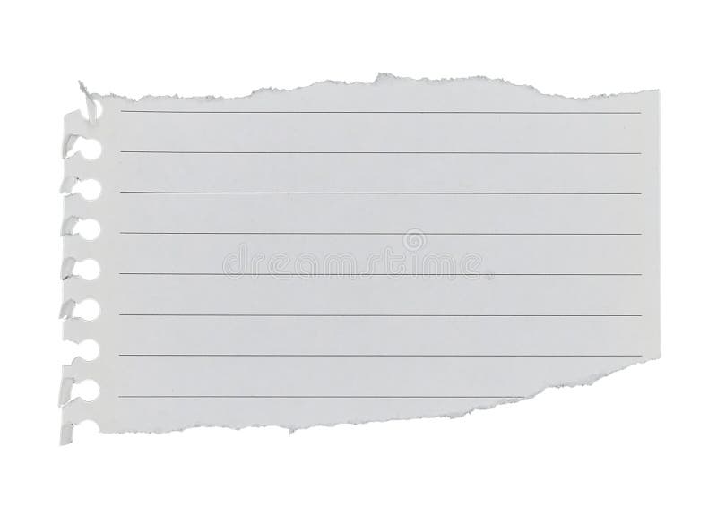 Blank Torn Note Paper with Lines Isolated on White Background Stock ...
