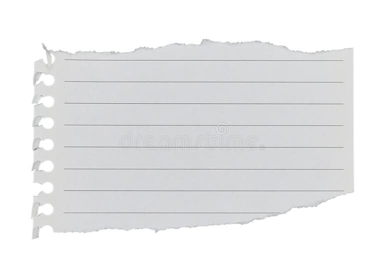 Blank Torn Note Paper with Lines Isolated on White Background Stock ...