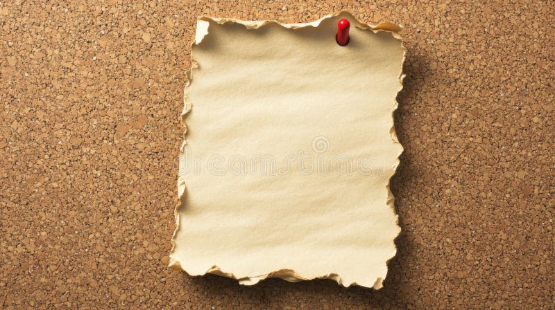 Blank Torn Paper Pinned To a Corkboard Ready for Notes in an Office or ...