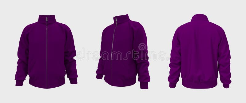 Blank Tracksuit Top Mockup in Front, Side and Back Views Stock ...
