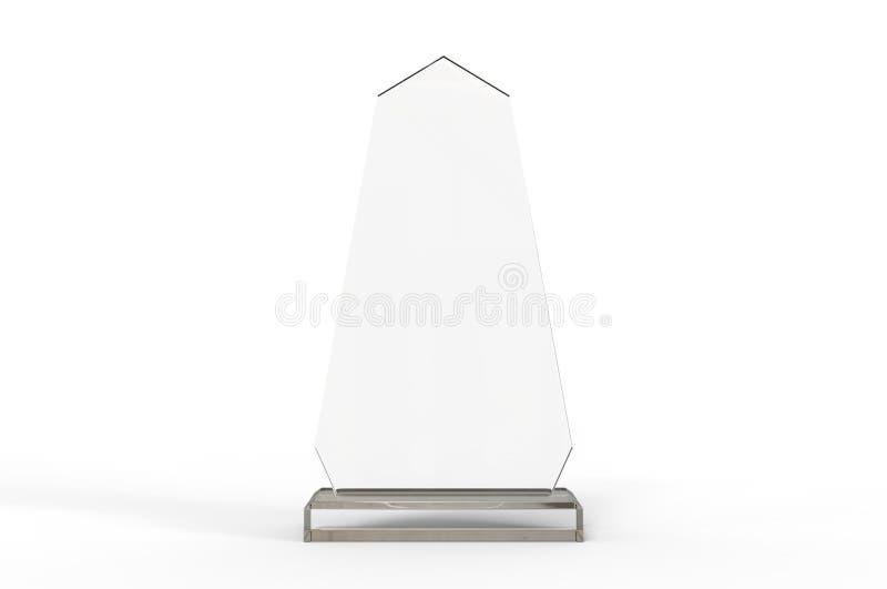 Blank Transparent Crystal Trophy for Mock Up. 3d Render Illustration ...