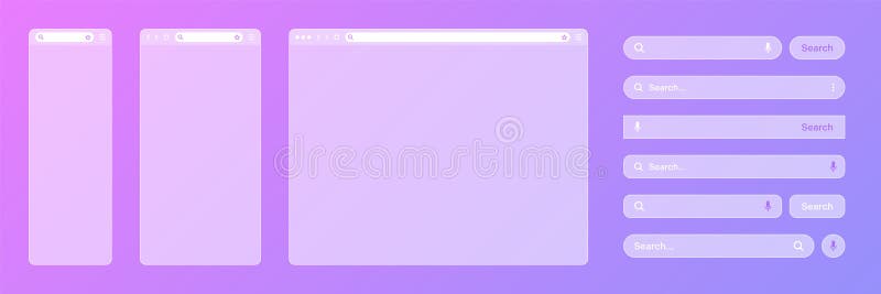 Blank Transparent Web Browser Window with Toolbar and Search Field on ...