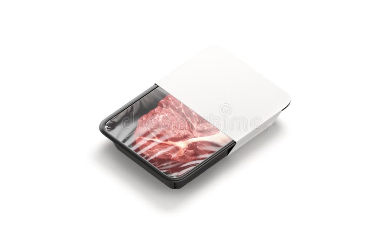 Blank Transparent Plastic Beef Tray with White Label Mockup, Isolated ...