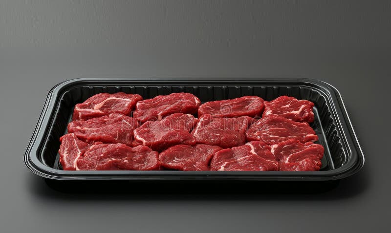 Blank Transparent Plastic Beef Trays with White Labels Mocked Up in a ...