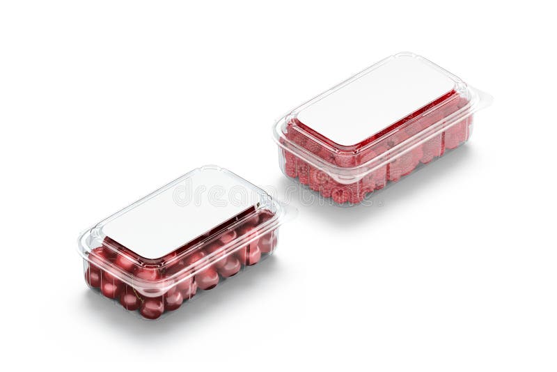 Blank Transparent Plastic Box with Raspberry and Cherry Mockup ...