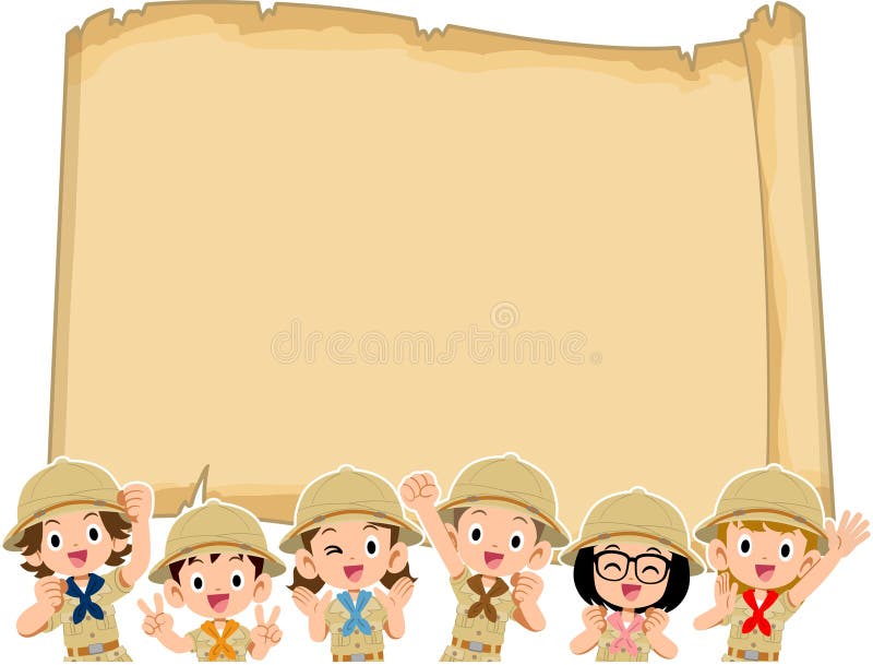 Blank Treasure Map and Upper Body of a Child in Expedition Clothes ...