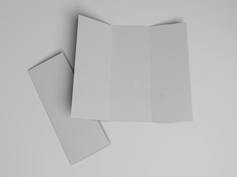 Blank Tri-fold Brochure Design Template. 3D Stock Illustration ...
