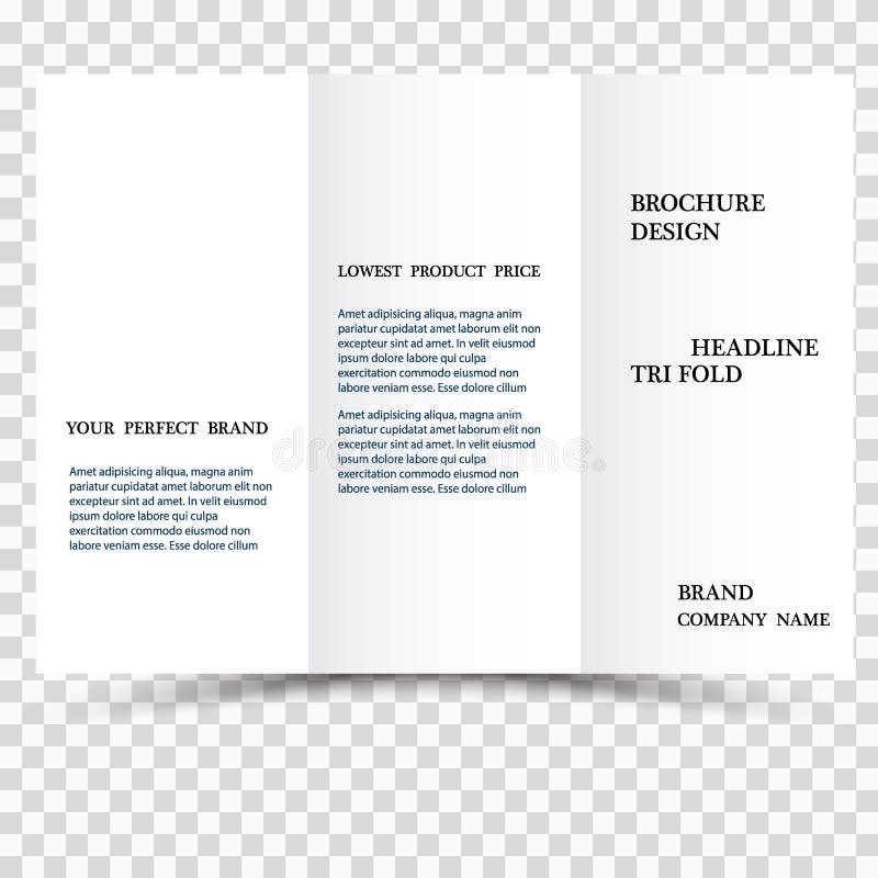 Blank Tri Fold Brochure Isolated on White To Replace Your Design or ...