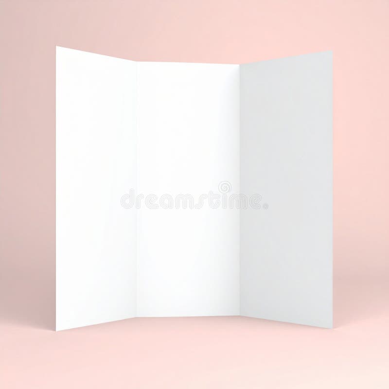 Blank Trifold Brochure Mockup on Pink Background Stock Illustration ...