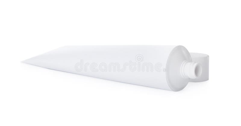 Blank Tube of Toothpaste Isolated on White, Top View Stock Image ...
