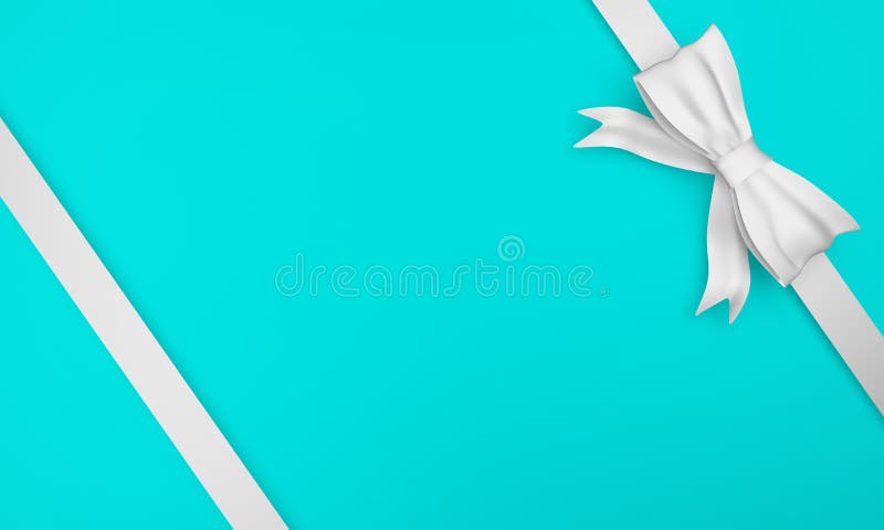 Blank Turquoise Background with White Diagonal Ribbons and Bow in the ...