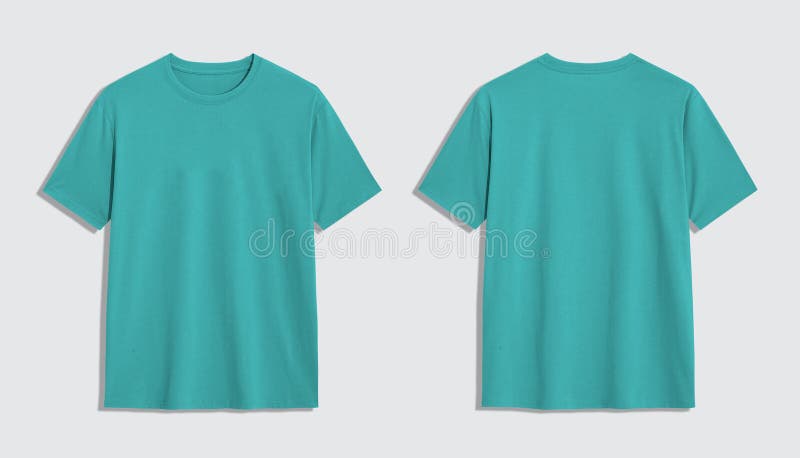 Blank Turquoise Tshirt Front and Back Mockup Isolated on White ...
