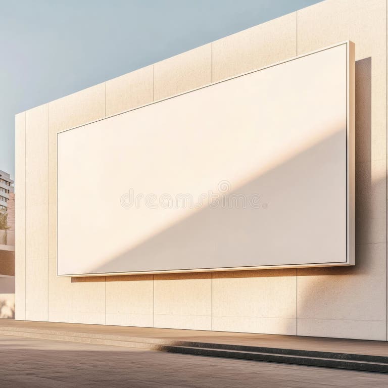 Blank Urban Billboard with Shadow on Modern Building Wall in Sunlight ...