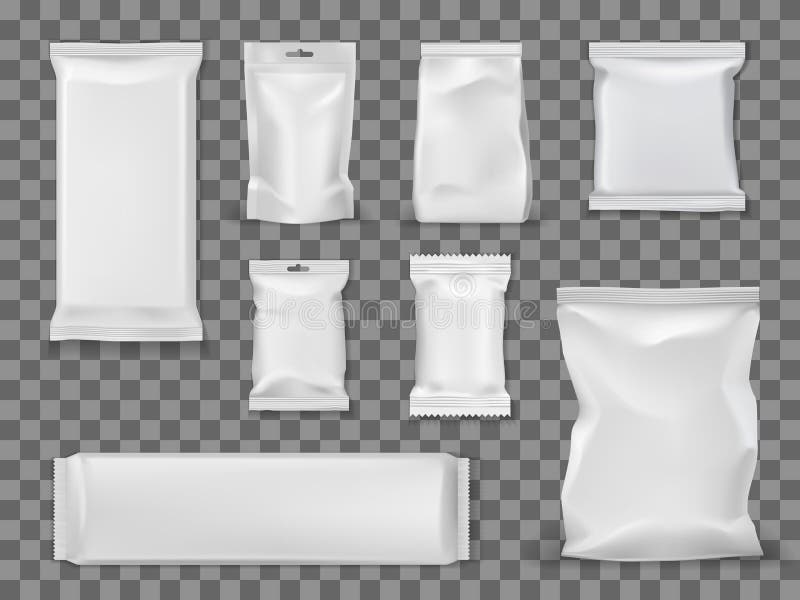 Blank Vacuum Packages, Food Snacks Void Packets Stock Vector ...