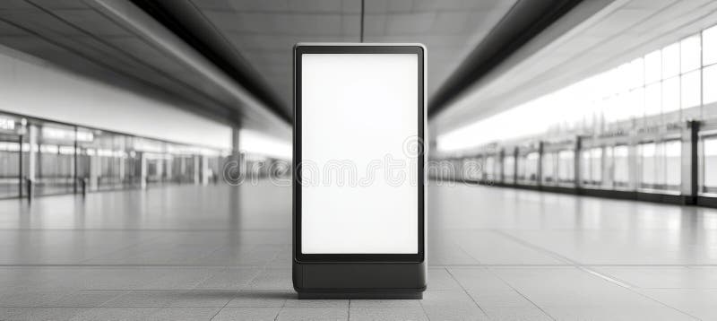 Blank Vertical Advertising Billboard Mockup with Empty Screen, Modern Shopping Mall, Poster ...